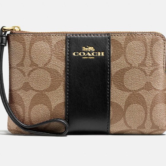 Coach | Bags | Coach Corner Zip Wristlet In Signature Canvas F5835 New ...
